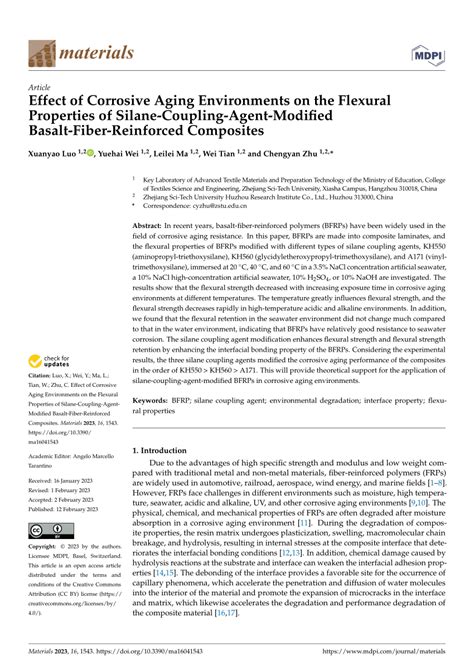Pdf Effect Of Corrosive Aging Environments On The Flexural Properties