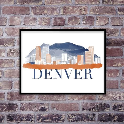 Denver Colorado Skyline Denver Print Downtown Cityscape Travel