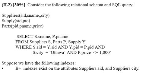 solved ii 2 [30 ] consider the following relational schema
