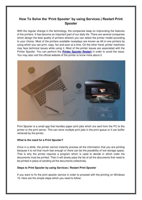 Ppt How To Solve The Print Spooler By Using Services Restart Print Spooler Powerpoint