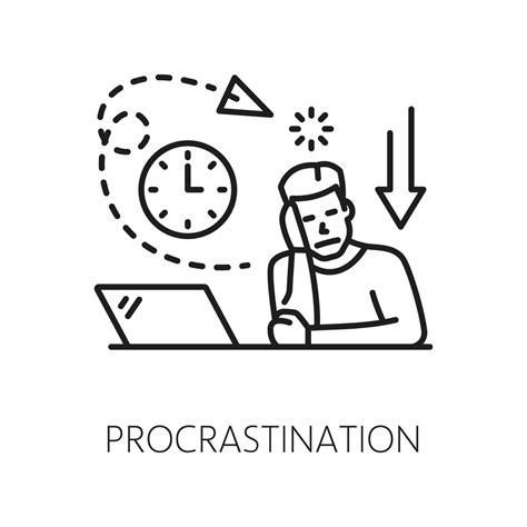 Procrastination Psychological Problem Line Icon 35528129 Vector Art At