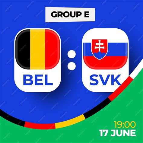 벨기에 Vs 슬로바키아 축구 2024 경기 대 2024 그룹 스테이지 챔피언십 경기 대 팀 인트로 스포츠 배경 챔피언십 대회 프리미엄 벡터