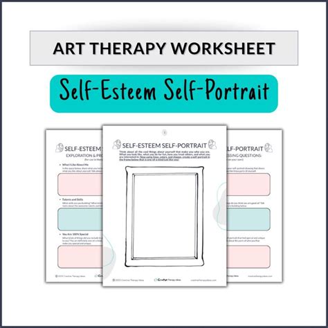 Self Esteem Art Therapy Worksheet Self Portrait Drawing Prompt Pdf