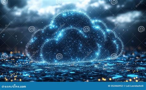 Cloud Computing Concept Showcasing File Upload And Storage Symbols