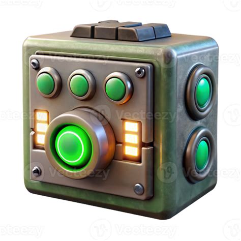 Dramatic Minimalist Time Machine Control Panel Green Lights Isolated