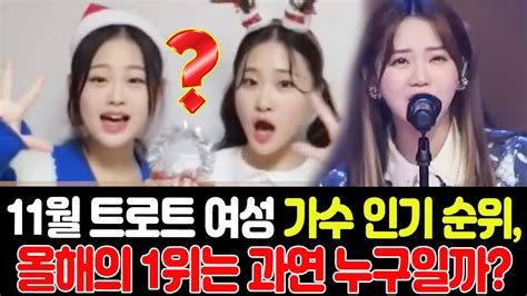 11월 트로트 여성 가수 인기 순위 올해의 1위는 과연 누구일까 팬들의 열렬한 지지 Youtube