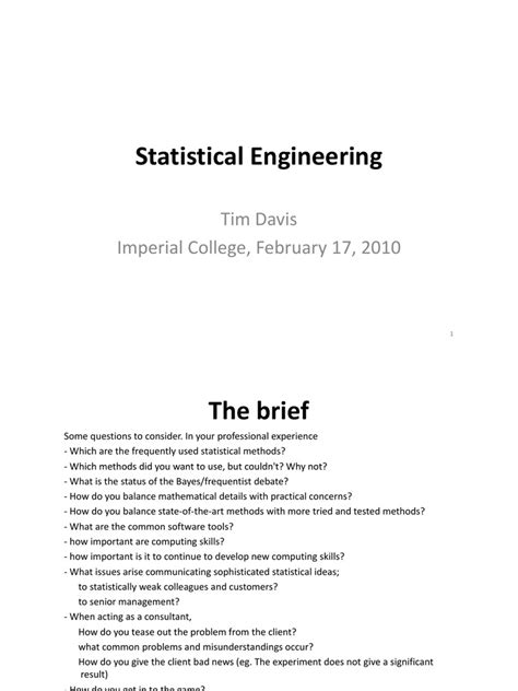 statistical methods for solving engineering problems a discussion on