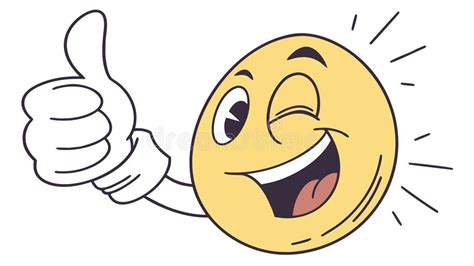 Line Art Winking Thumbs Up Emoji Sketch Positive Vector Design
