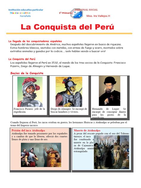 La Conquista Del Perú Fichas Pdf Francisco Pizarro Imperio Inca