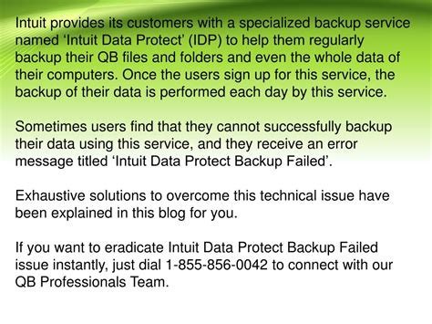 Ppt Intuit Data Protect Backup Failed Easy Troubleshooting Solutions Powerpoint Presentation