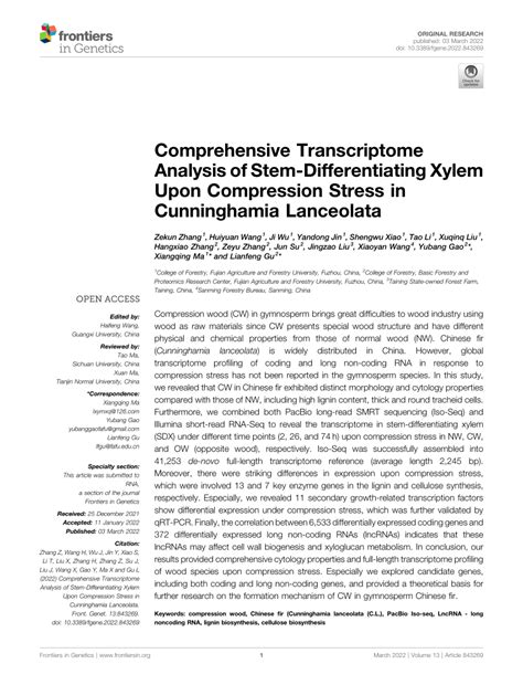 Pdf Comprehensive Transcriptome Analysis Of Stem Differentiating