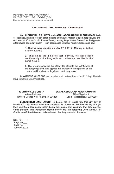 Joint Affidavitof Cohabitation Alshammari 032222 Republic Of The
