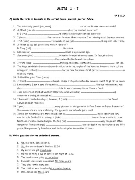 4º eso review pdf grammar languages