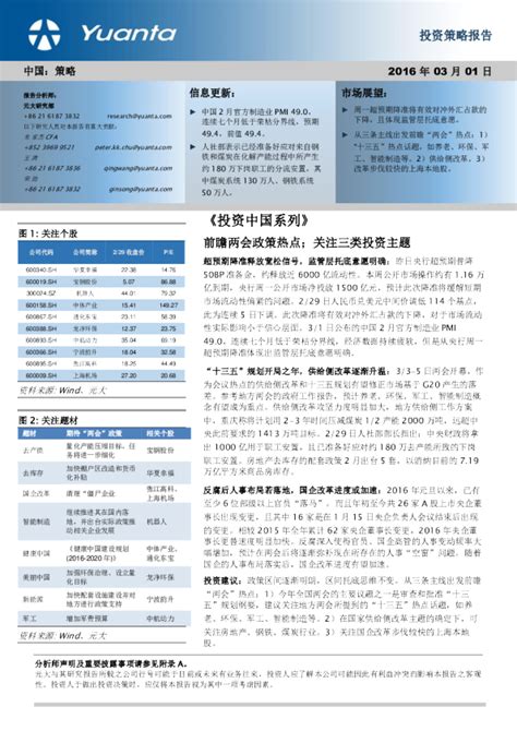 《投资中国系列》：前瞻两会政策热点；关注三类投资主题