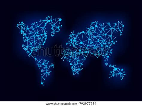 World Map Circles Lines Abstract Polygonal Stock Vector Royalty Free