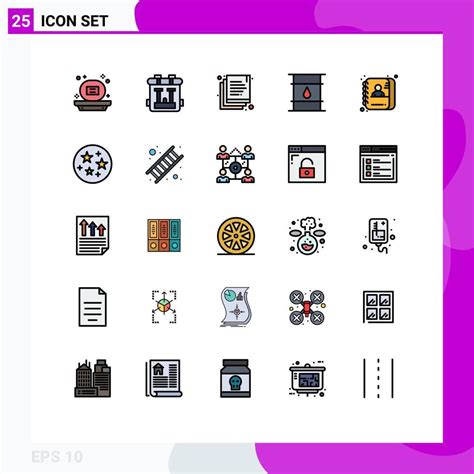 Set Of 25 Vector Filled Line Flat Colors On Grid For Employee Logistic Copy Delivery Container