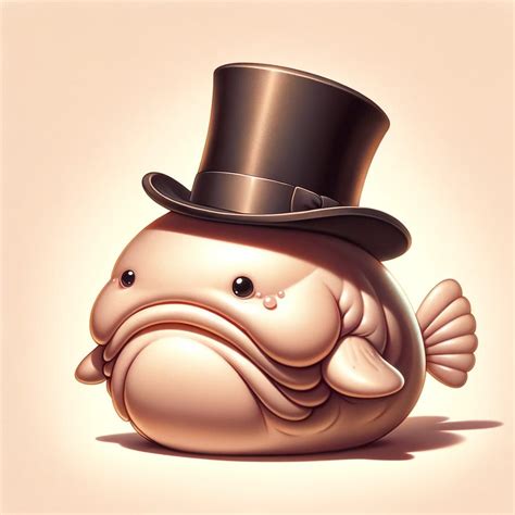 Blobfish Wearing Top Hat Cute Blobfish In Top Hat Kawaii