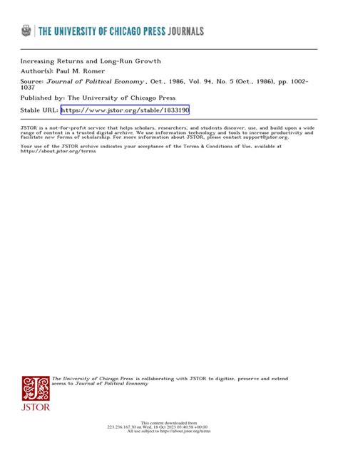 romer increasingreturnslongrun 1986 pdf p value economic growth