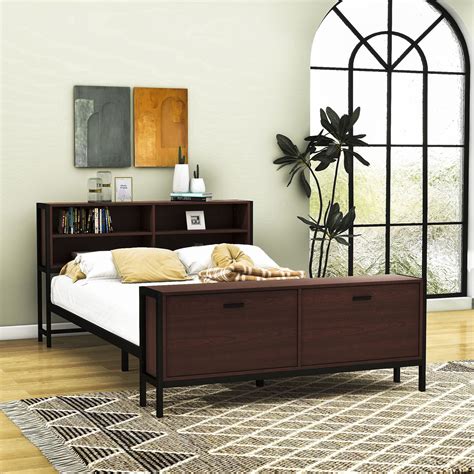 Latitude Run® Queen Size Wood Storage Bed With Headboard And Footboard