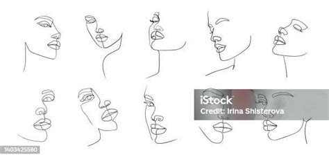 초상화 세트 연속 라인 아름다운 여성 얼굴의 미니멀리스트 벡터 일러스트레이션 티셔츠의 경우 슬로건 디자인 인쇄 그래픽 스타일 사람 얼굴에 대한 스톡 벡터 아트 및 기타