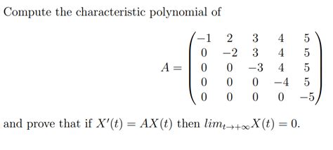 Solved Compute The Characteristic Polynomial Of
