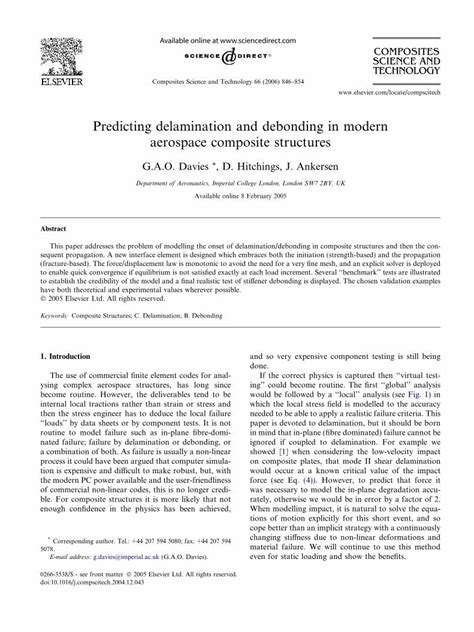 Pdf Predicting Delamination And Debonding In Modern Aerospace Composite Structures Dokumen Tips