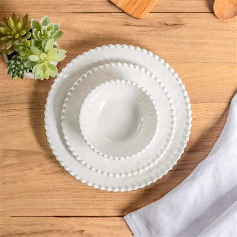 Beaded Pearl 11 Inch Melamine Dinner Plate Set Of 6 Merritt Designs