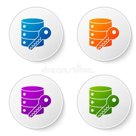 Color Server Security With Key Icon Isolated On White Background Security Safety Protection