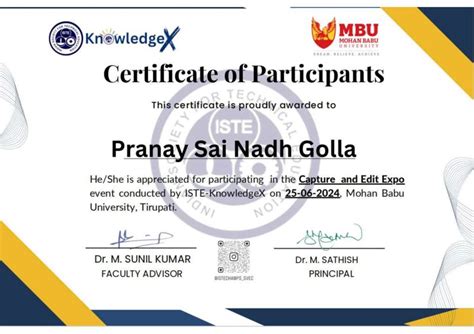 Pranay Sai Nadh Golla On Linkedin Captureandeditexpo Isteknowledgex Mohanbabuuniversity