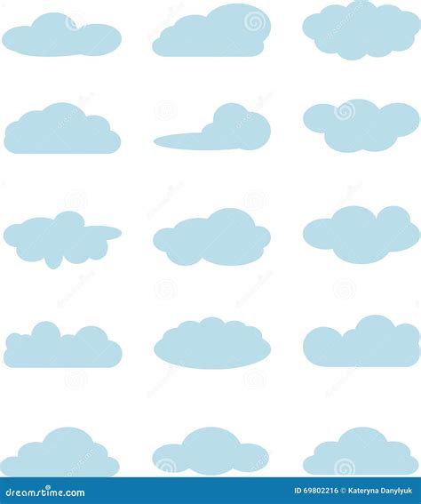 Clouds Collection Light Blue Clouds On White Cloud Computing Pack