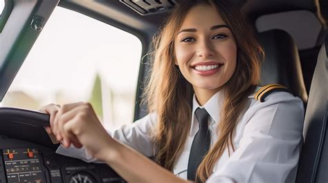 Premium Photo Lady Pilot Posing For The Camera In Aircraft Cockpit