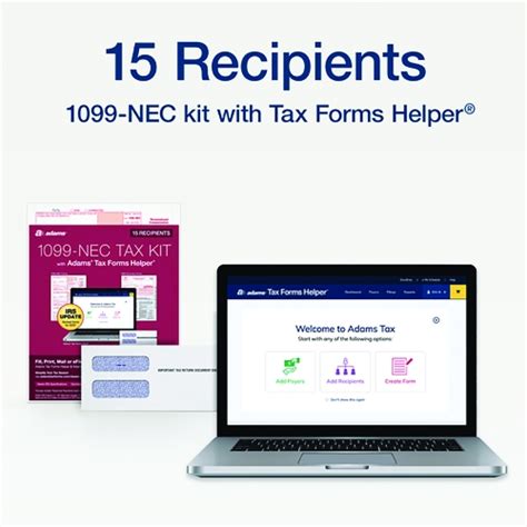 Adams 2025 1099 Nec Online Tax Kit 5 Part 15 Forms Pack W B Mason