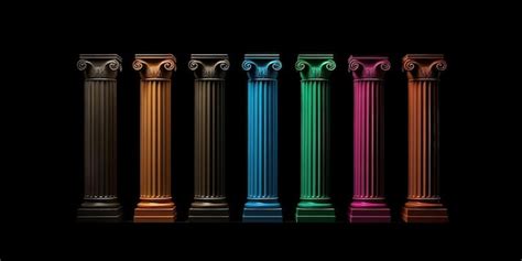 Premium Ai Image Different Colored Pillars In A Row On A Black Background