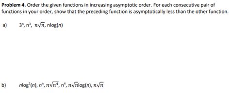 solved problem 4 order the given functions in increasing