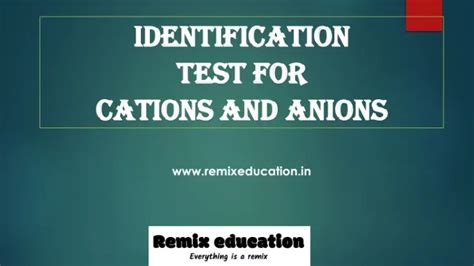 Identification Test For Cations And Anions Pdf Ppt