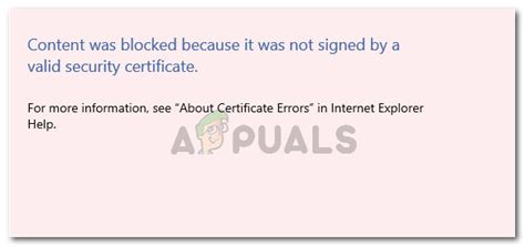 fix content was blocked because it was not signed by a valid security