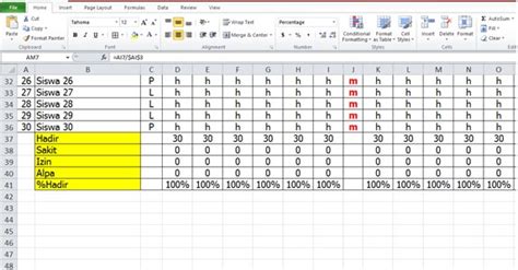 Cara Menghitung Persentase Kehadiran Siswa Di Excel Dengan Mudah