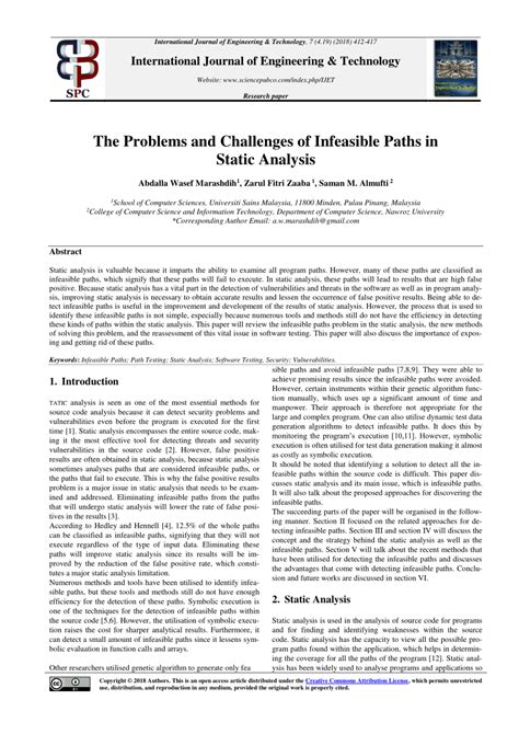Pdf The Problems And Challenges Of Infeasible Paths In Static Analysis