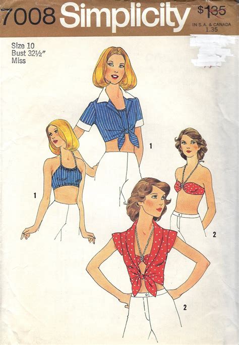 Crop And Halter Tops Simplicity 7008 Uncut Sewing Pattern Etsy
