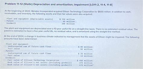 Solved Problem 11 12 Static ﻿depreciation And