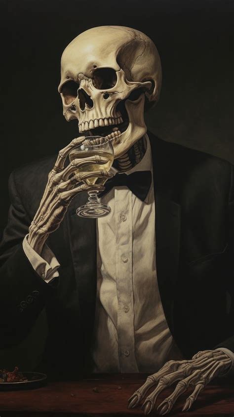 Skeleton Drinking Portrait Adult Photography Premium Image By