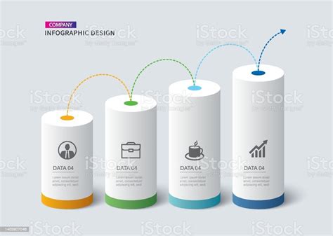 4 개의 숫자 데이터 템플릿이있는 인포 그래픽 실린더 타임 라인 벡터 일러스트 레이 션 추상 배경 기둥 건축적 특징에 대한 스톡 벡터 아트 및 기타 이미지 Istock