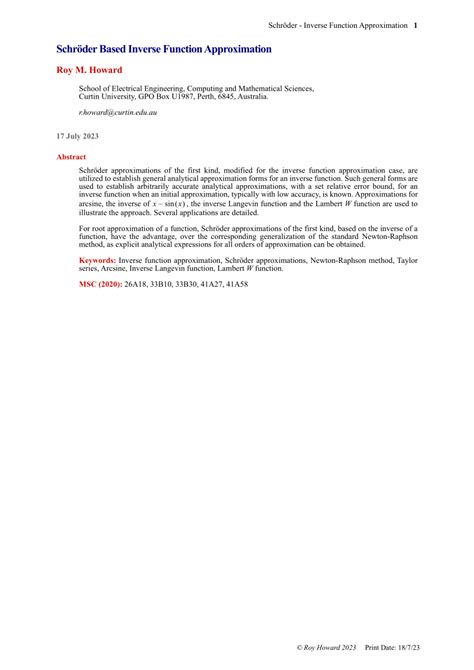 pdf schröder based inverse function approximation