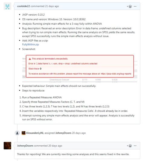 Follow Up From Error In Data Frame Undefined Columns Selected Issue Jasp Stats Jasp