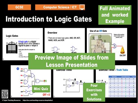 Introduction To Logic Gates And Truth Tables Computer Science Full Lesson Teaching Resources