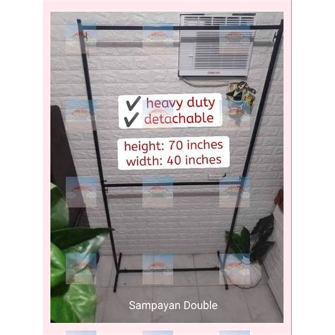 Trending Heavy Duty Double Sampayandouble Layer Clothes Rack Shopee
