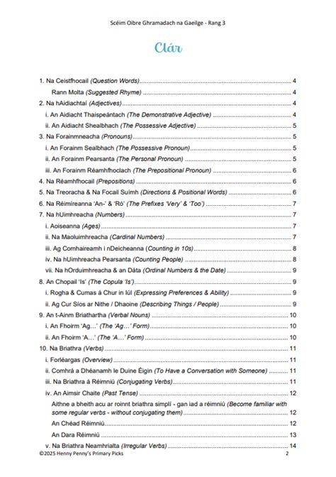 Mash 3rd 4th Class Irish Grammar Scheme For 3rd Class Plean Gaeilge