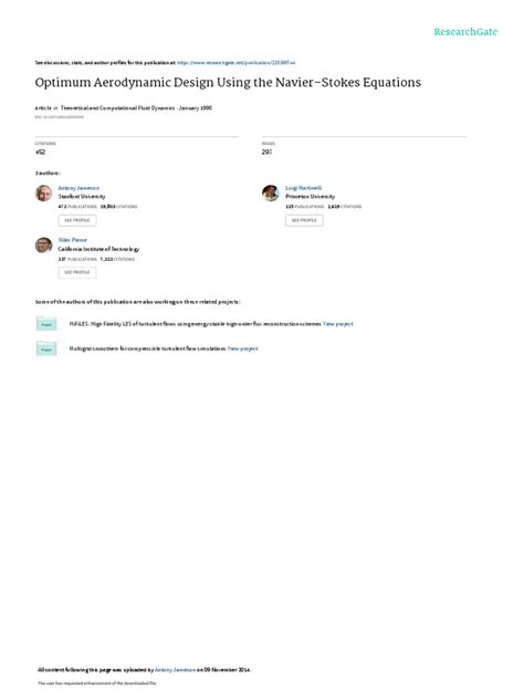 Optimum Aerodynamic Design Using The Navier Stokes Pdf Navierstokes Equations Fluid Dynamics