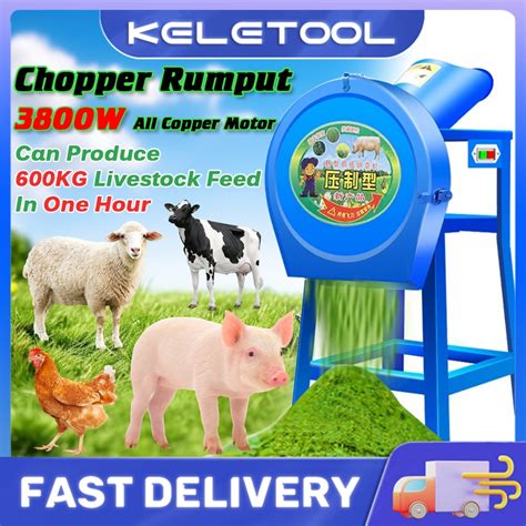 Chopper Napier Rumput 3800w Grass Leaf Chopper Agricultural Material Shredder Feed Cutter Mesin