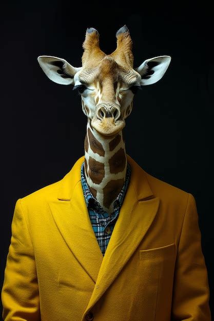 Premium Photo Giraffe With Yellow Coat Ai Generated